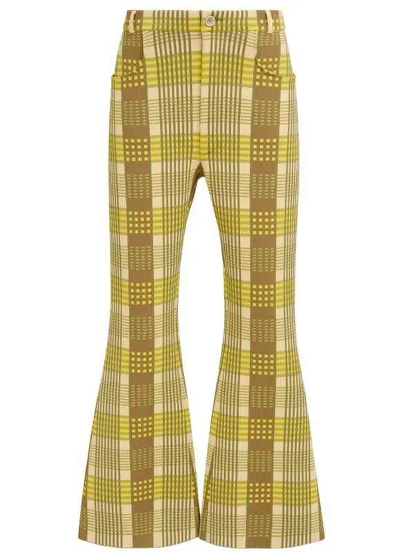 Marni Plaid Flared Trousers - Yellow