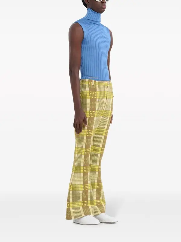 Marni Plaid Flared Trousers - Yellow