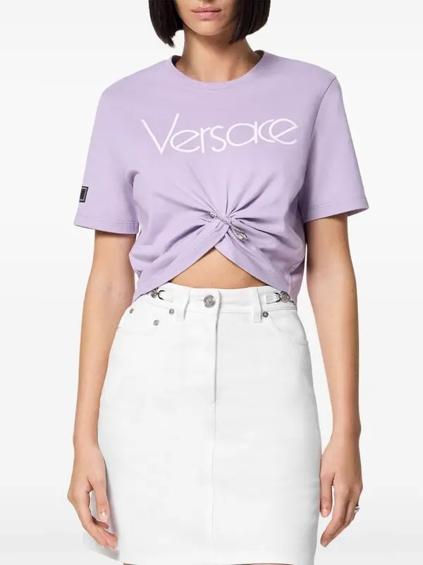 Versace Safety Pin Cropped T-shirt - Purple