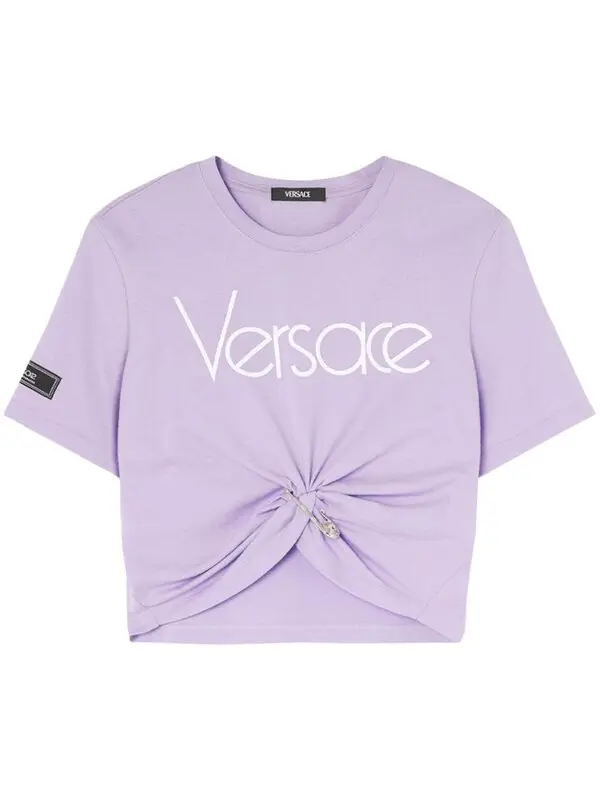Versace Safety Pin Cropped T-shirt - Purple