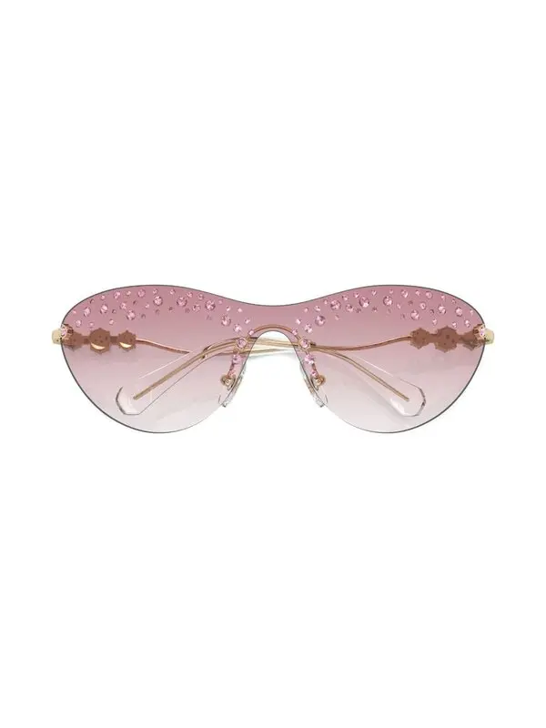 SWAROVSKI Crystal-embellished Goggle-frame Sunglasses - Gold