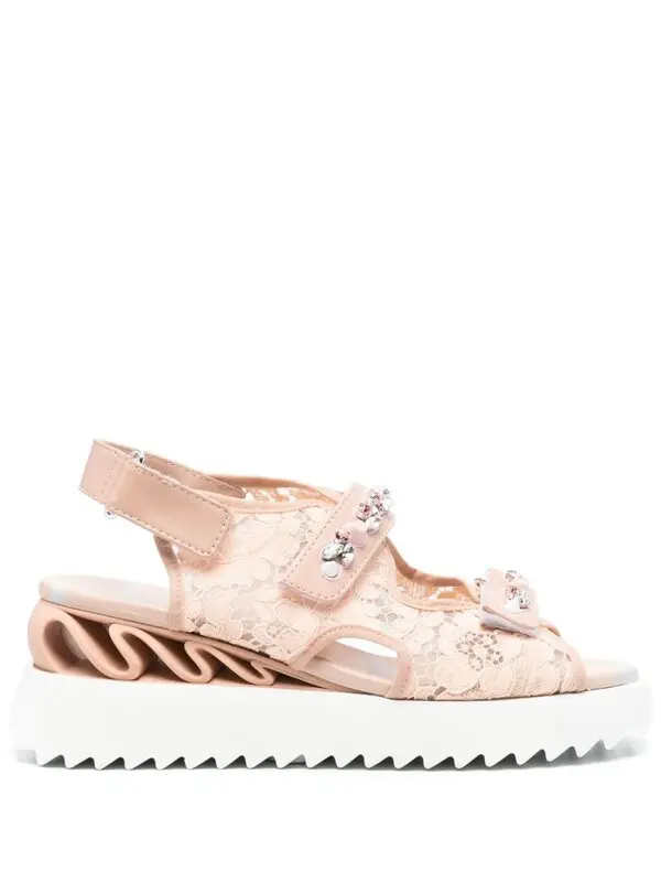 LE SILLA Gem-embellished Laced Sandals - Pink