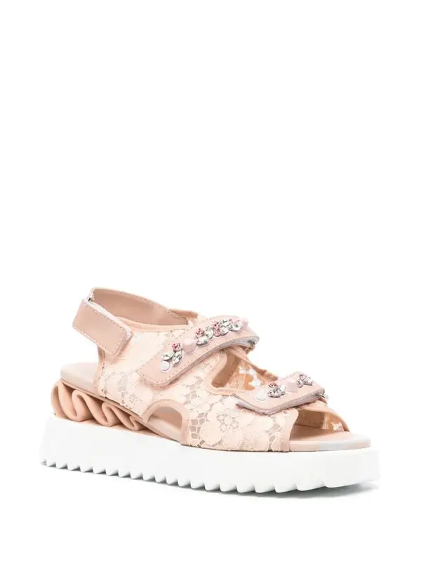 LE SILLA Gem-embellished Laced Sandals - Pink