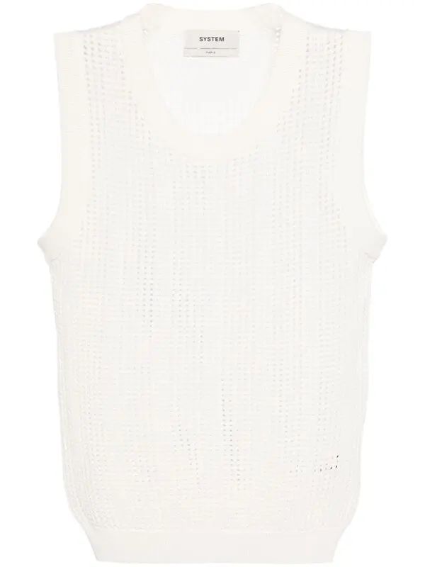 SYSTEM Round-neck Open-knit Tank Top