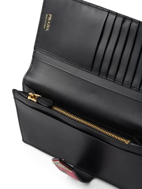 Prada Floral-Print Leather Wallet - Black | Editorialist