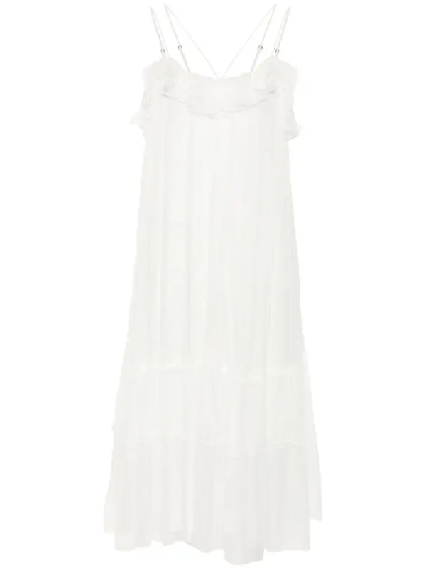 NISSA Floral-lace-detail Silk Dress - White