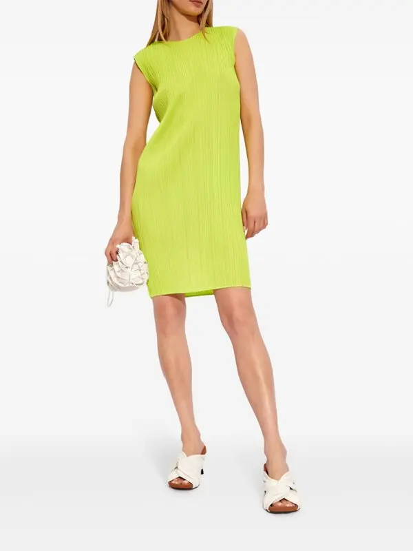 Issey Miyake Pliss Mini Dress - Green - 20% Off | Editorialist