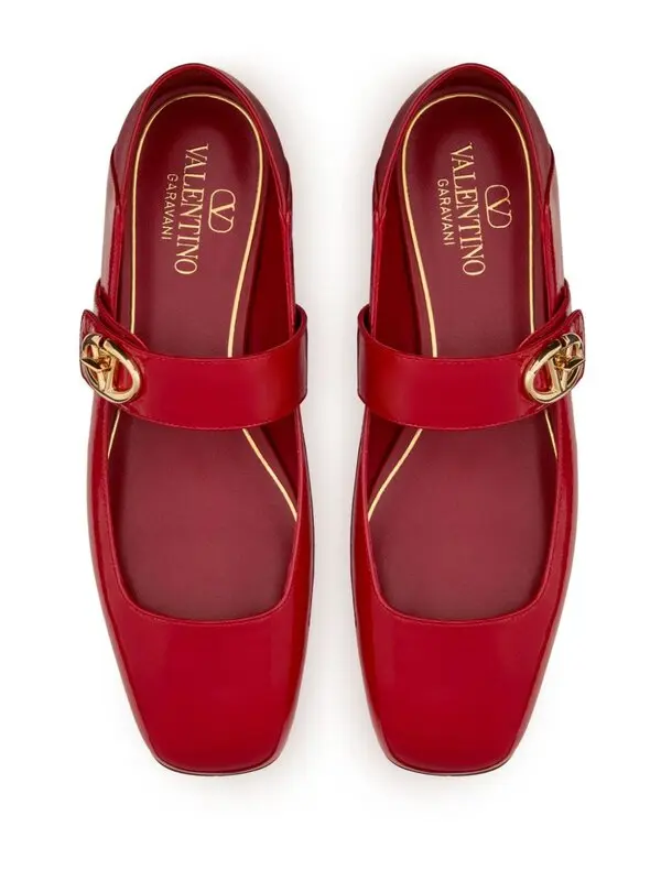 Valentino Garavani Vlogo Locker Mary-jane Ballerinas - Red