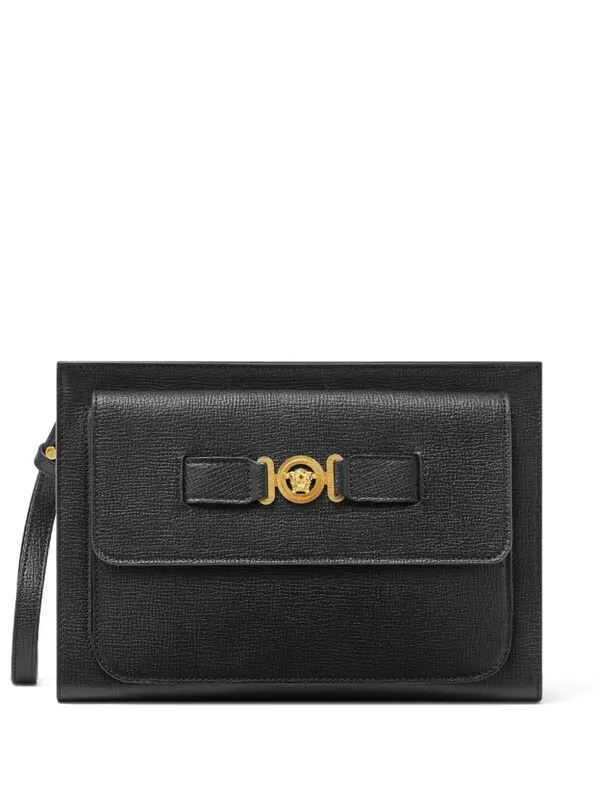 Versace Medusa Biggie Leather Clutch - Black