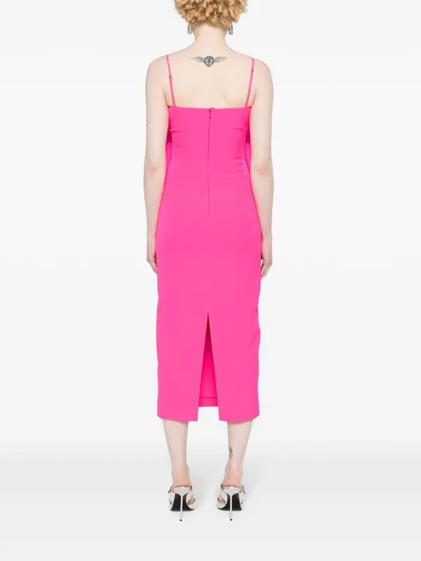 NISSA Floral-appliqué Crepe Midi Dress - Pink