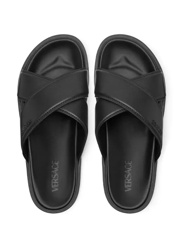 Versace Logo-lettering Leather Sandals
