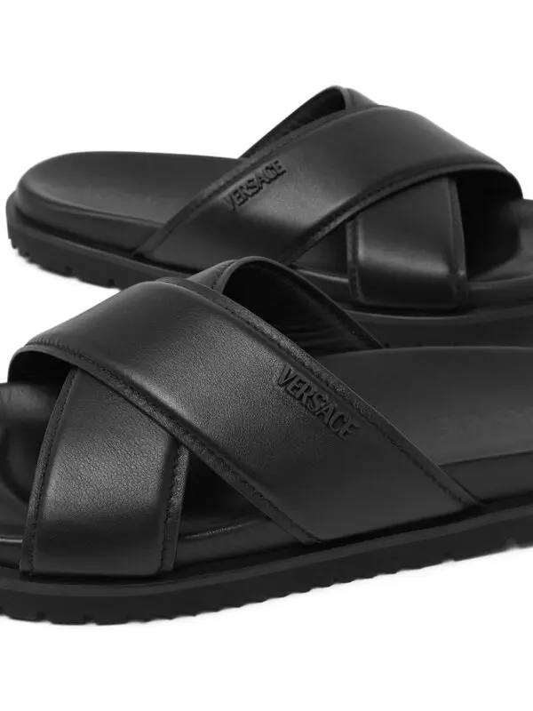Versace Logo-lettering Leather Sandals