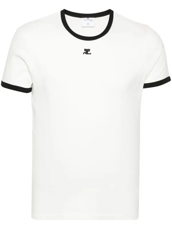 COURREGES Contrast Cotton T-shirt - White