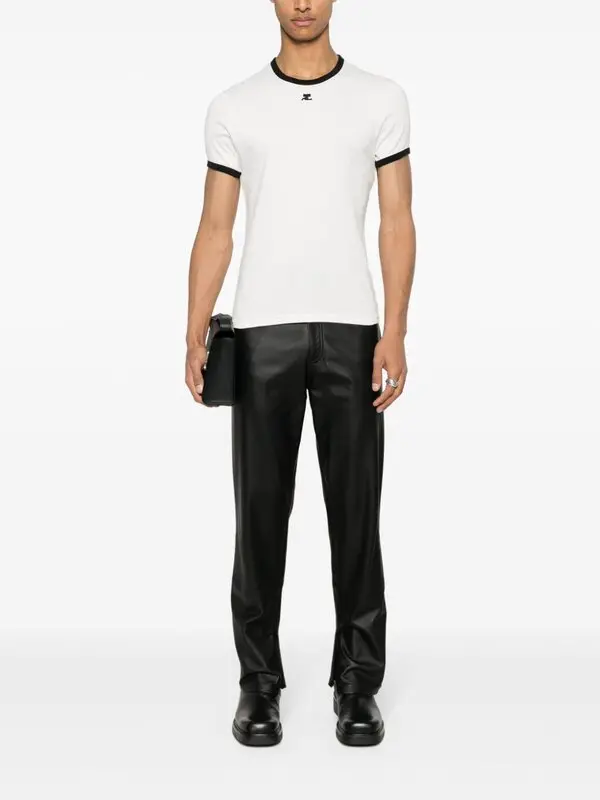 COURREGES Contrast Cotton T-shirt - White