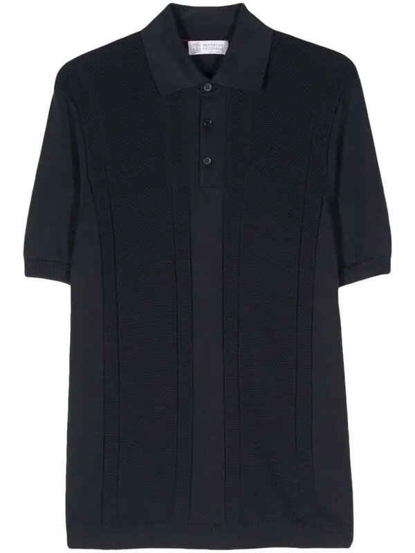Brunello Cucinelli Knitted Polo Shirt - Blue