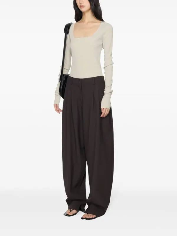 QUIRA Long-sleeve Ribbed-knit Top