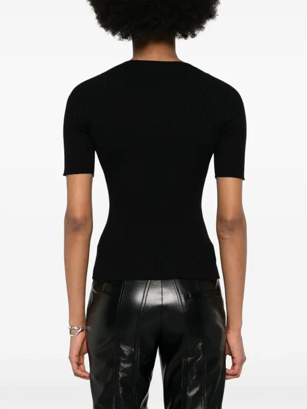 COURREGES Ribbed Knit Sweater - Black