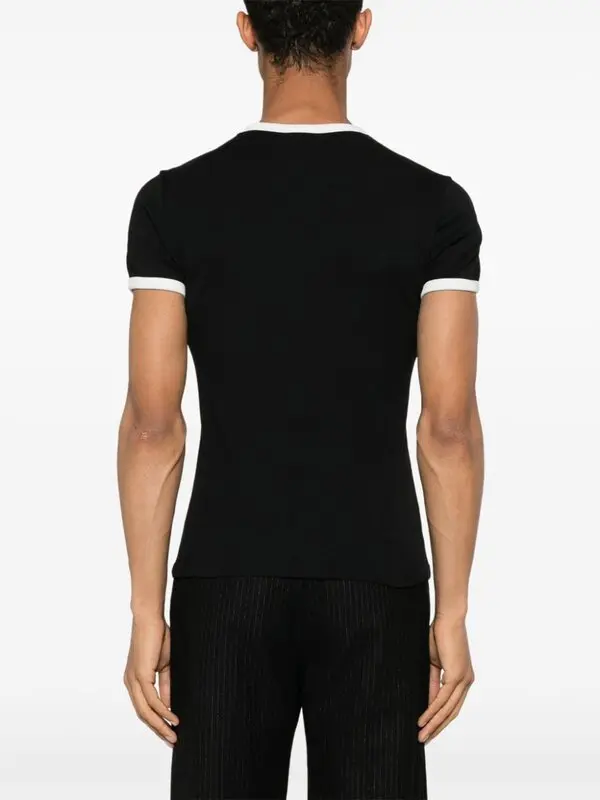 COURREGES Contrast Cotton T-shirt - Black