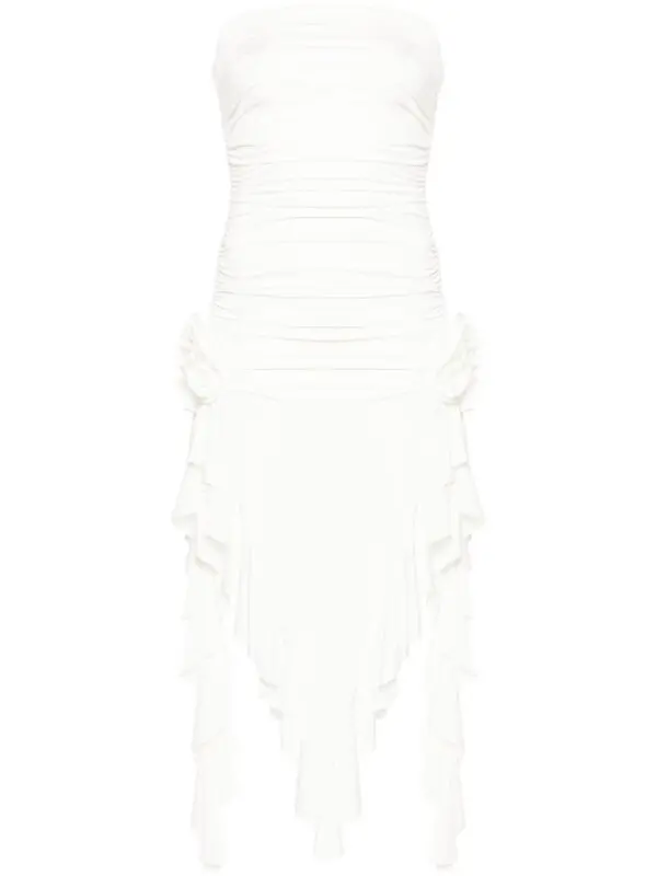 NISSA Strapless Floral-appliqué Midi Dress