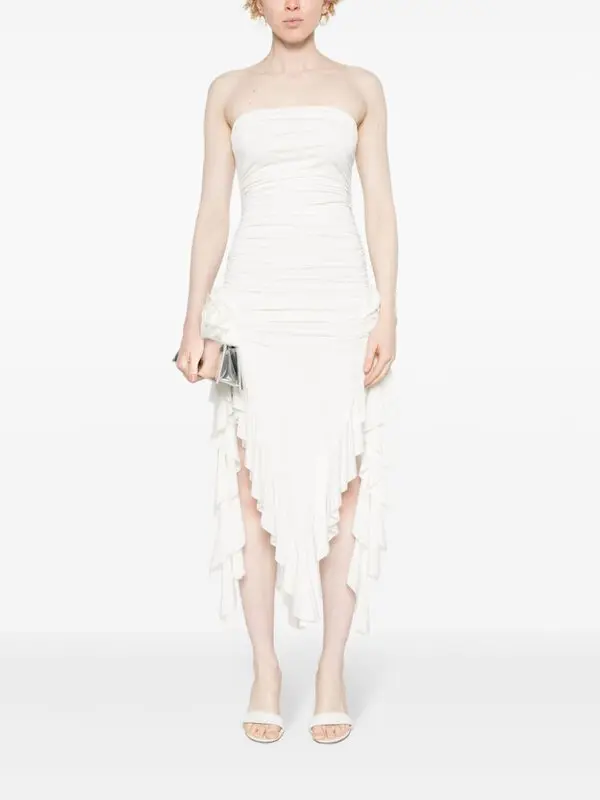 NISSA Strapless Floral-appliqué Midi Dress