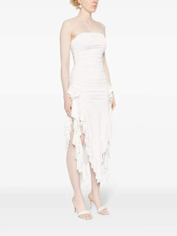 NISSA Strapless Floral-appliqué Midi Dress