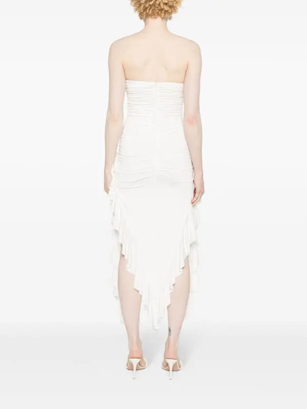 NISSA Strapless Floral-appliqué Midi Dress