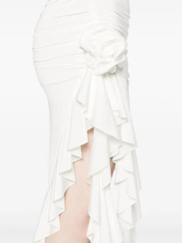 NISSA Strapless Floral-appliqué Midi Dress