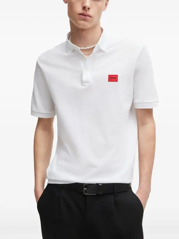 Hugo Logo-appliqué Cotton Polo Shirt - White