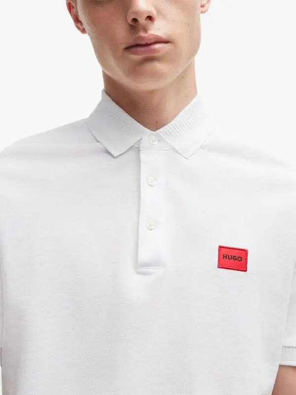 Hugo Logo-appliqué Cotton Polo Shirt - White