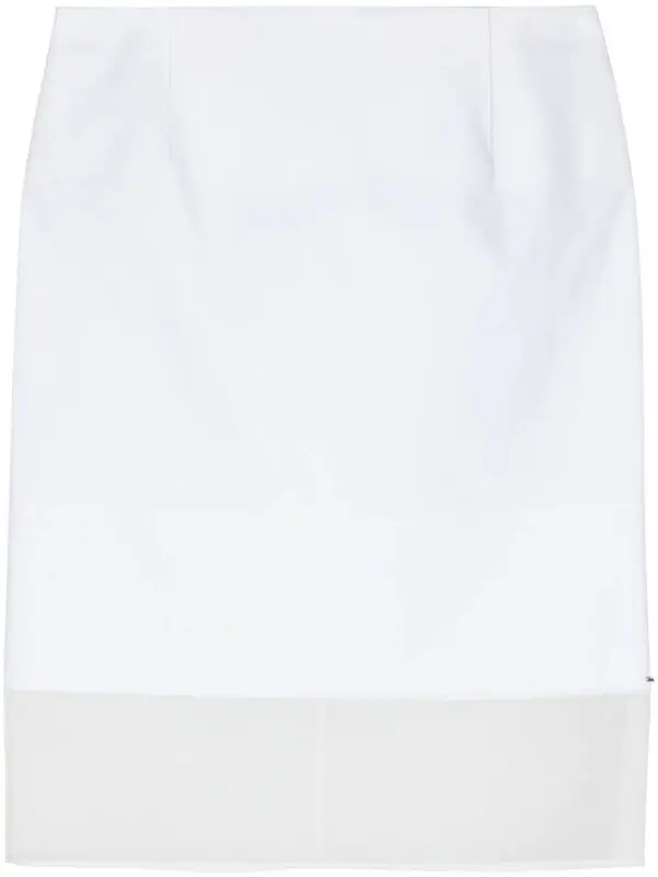 Sportmax Transparent-panel Poplin Skirt - White