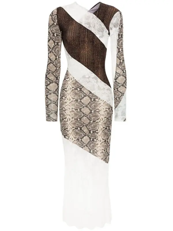 princess polly baby blue dress Marine Serre Floral-Lace Panelled Midi Dress In Brown - 64% Off