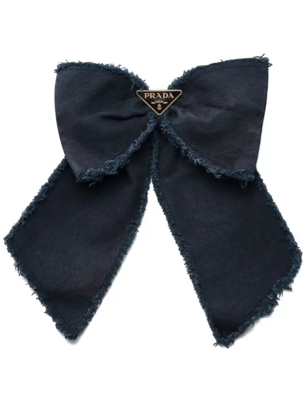 Prada Logo Appliqué Bow Hair Clip - Blue | Editorialist display picture 1