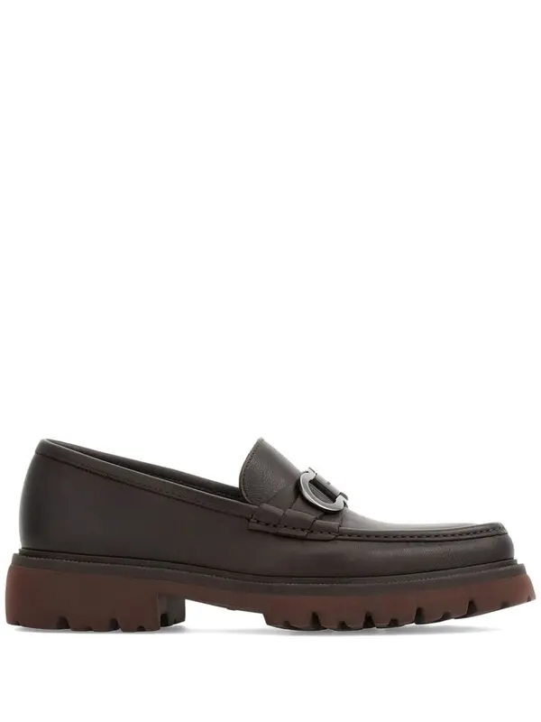 FERRAGAMO Gancini-buckle Leather Loafers - Brown