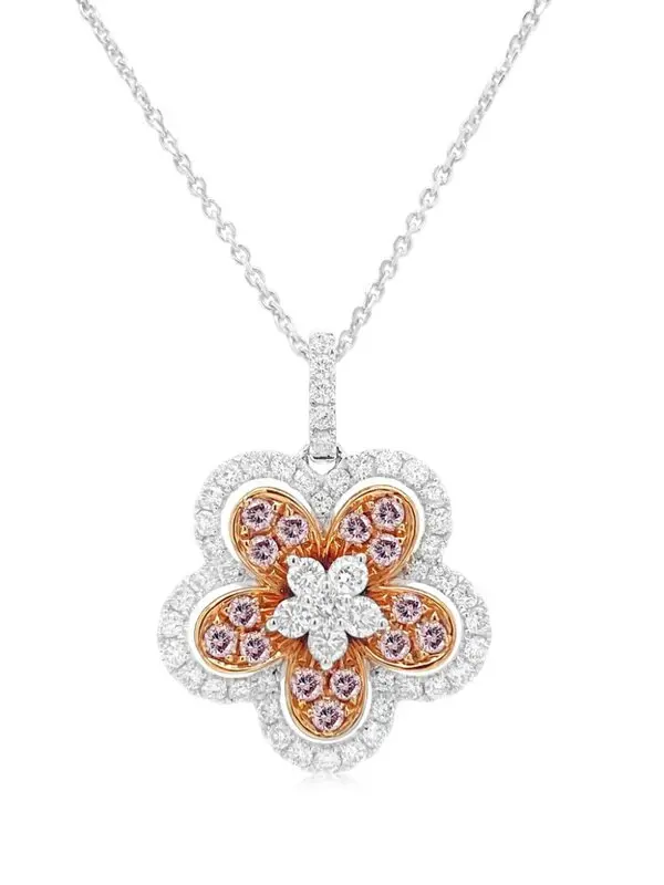HYT JEWELRY 18kt Rose Gold Diamond Flower Necklace - White