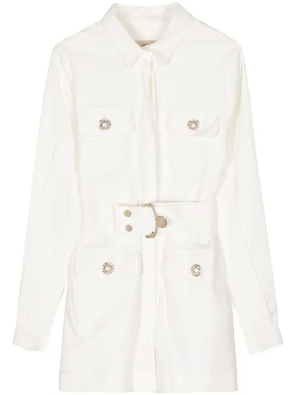 Elie Saab Gabardine-weave Playsuit - White