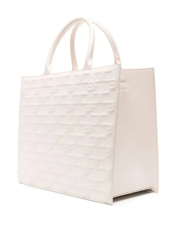Elisabetta Franchi Bold Monogram Shopper Bag - White