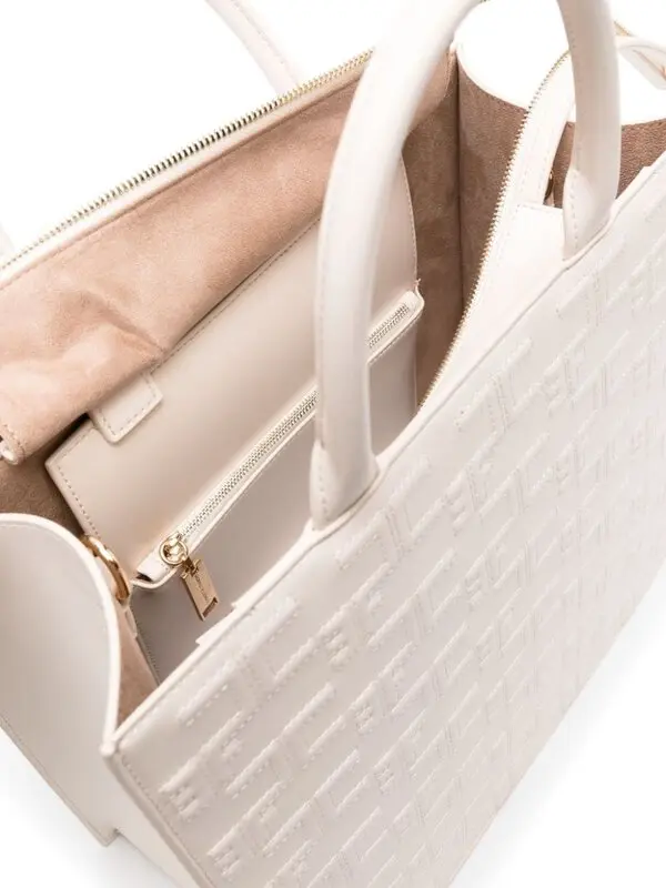 Elisabetta Franchi Bold Monogram Shopper Bag - White