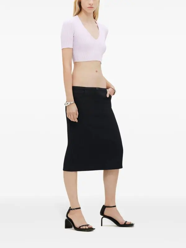 COURREGES Ribbed Knit V-neck Top