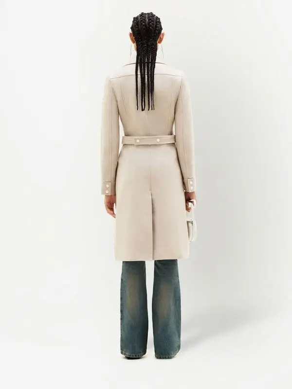 COURREGES Logo-patch Mid-length Trench Coat - Neutrals