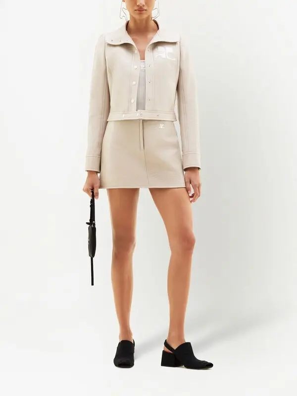 COURREGES Iconique Vinyl Mini Skirt - Neutrals