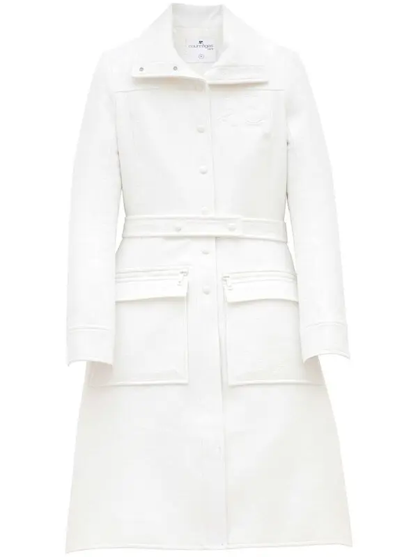 COURREGES Belted Trench Coat - White