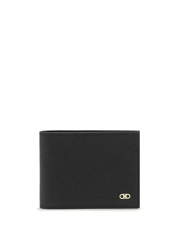 FERRAGAMO Gancini Bi-fold Leather Wallet - Black