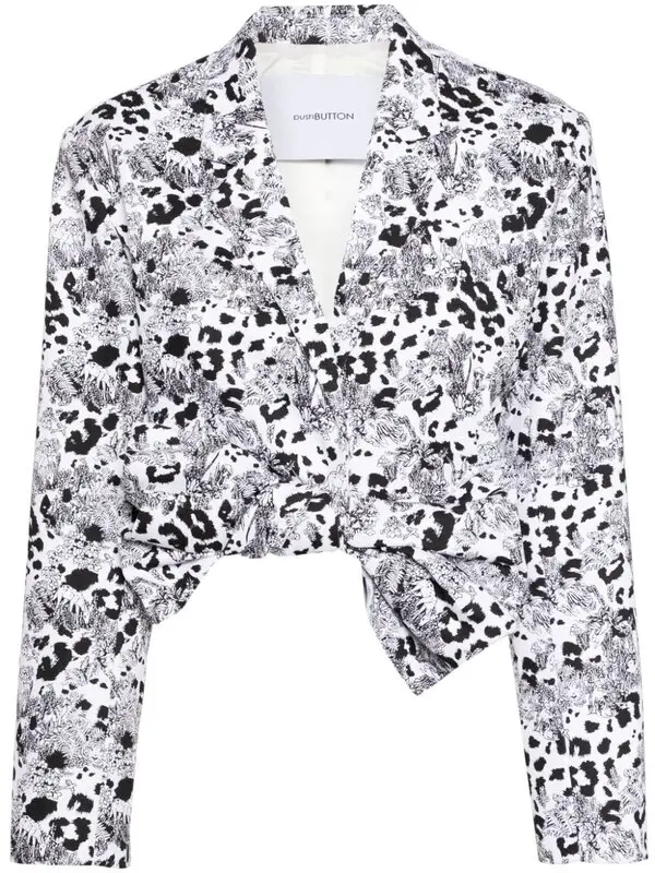 PUSHBUTTON Bow Printed Cropped Jacket
