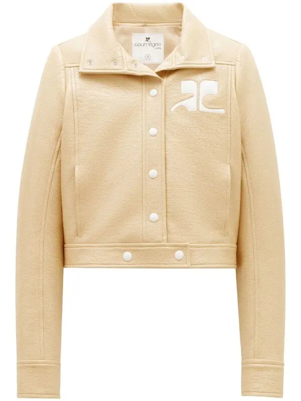 COURREGES Zip-up Vinyl Jacket - Neutrals