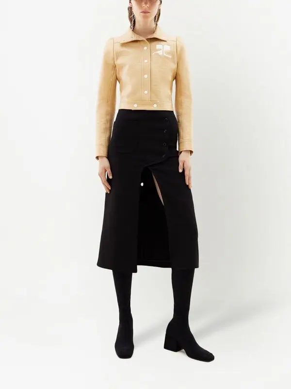COURREGES Zip-up Vinyl Jacket - Neutrals