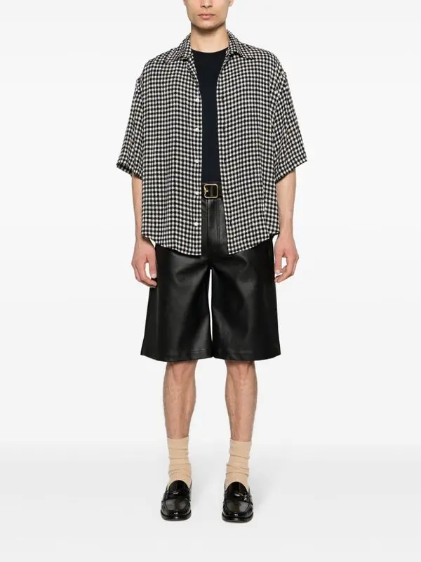 AMI Paris Gingham-check Short-sleeve Shirt - Black