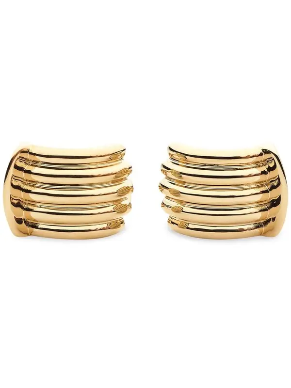 FERRAGAMO Logo-engraved Ribbed Cufflinks - Gold
