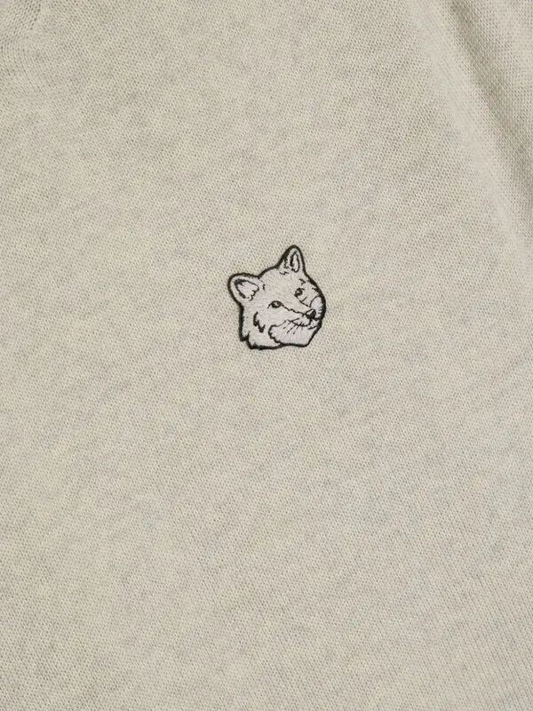 Maison Kitsuné Logo-embroidered Merino Jumper - Neutrals