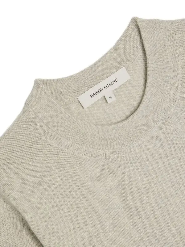 Maison Kitsuné Logo-embroidered Merino Jumper - Neutrals