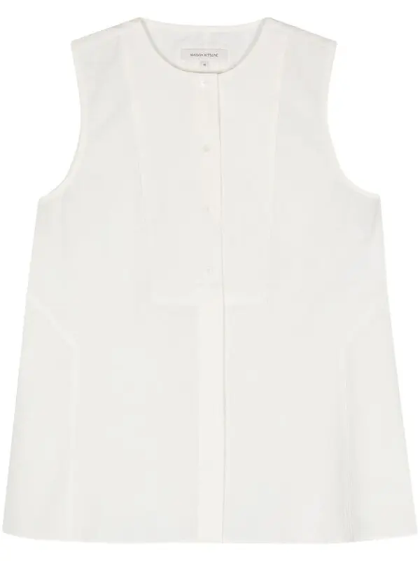 Maison Kitsuné Crinkled Sleeveless Shirt